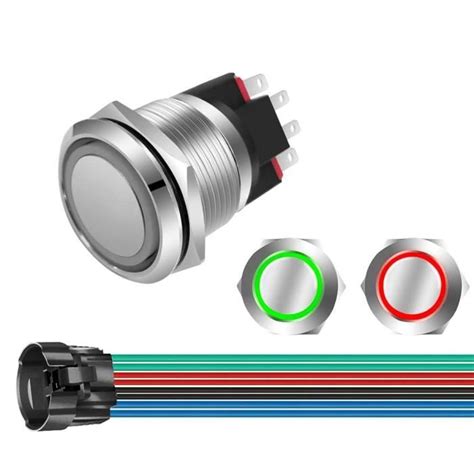 12V 24V 15A Interrupteur à Bouton Poussoir Momentané NO NC Etanche Vert