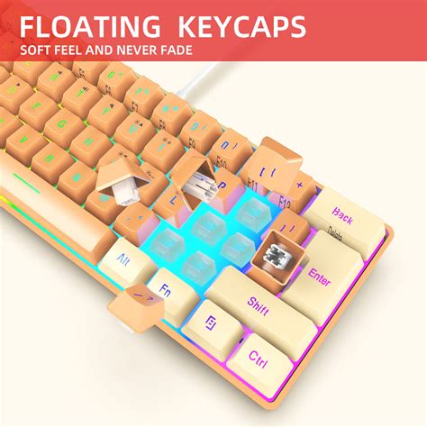 Snpurdiri 60 Membrane Wired Rgb Backlit Gaming Keyboard Cream Orange