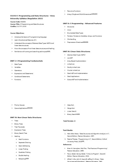 Cs3353 C Programming And Data Structures Anna Un Pdf Data Type Data Structure