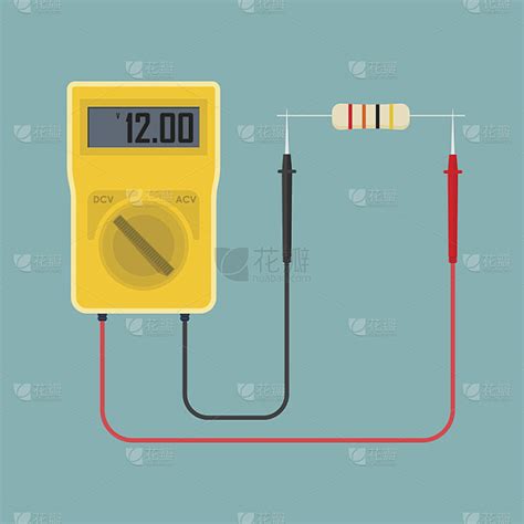 带电阻的数字万用表。矢量插图。