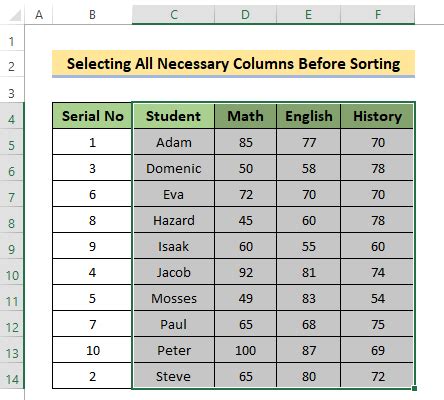 How To Sort Columns In Excel Without Mixing Data 6 Methods