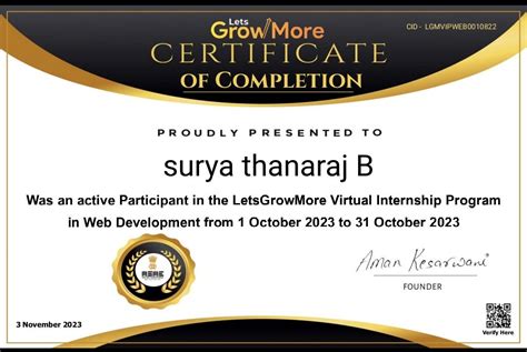 Surya Thangaraj On Linkedin Successfully Completed My Web Development Internship 🚀 Excited To