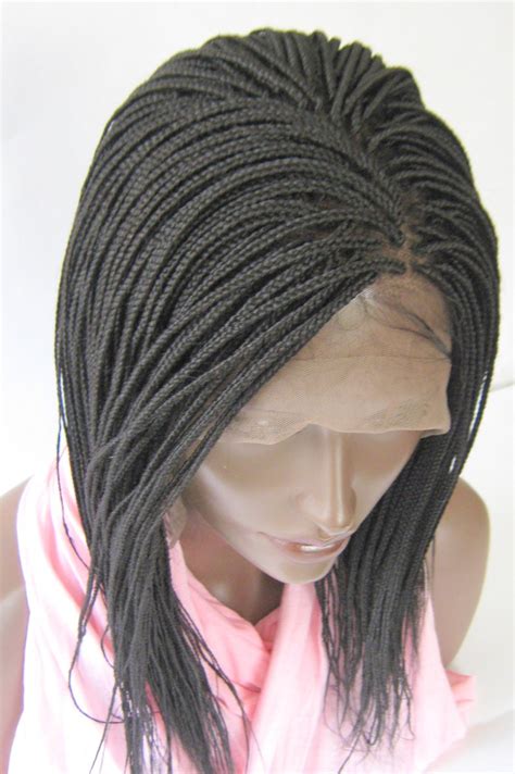 Fully Hand Braided Lace Front Wig Micro Braids Hannah Color 2 In 14