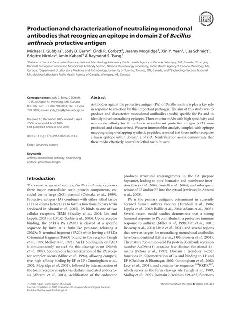 Pdf Production And Characterization Of Neutralizing Monoclonal