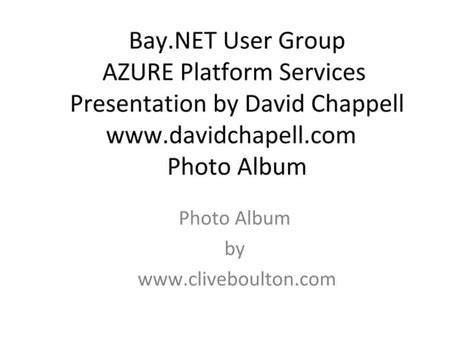 Window Azure With David Chappell At Baynet