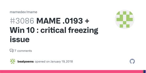 MAME 0193 Win 10 Critical Freezing Issue Issue 3086 Mamedev