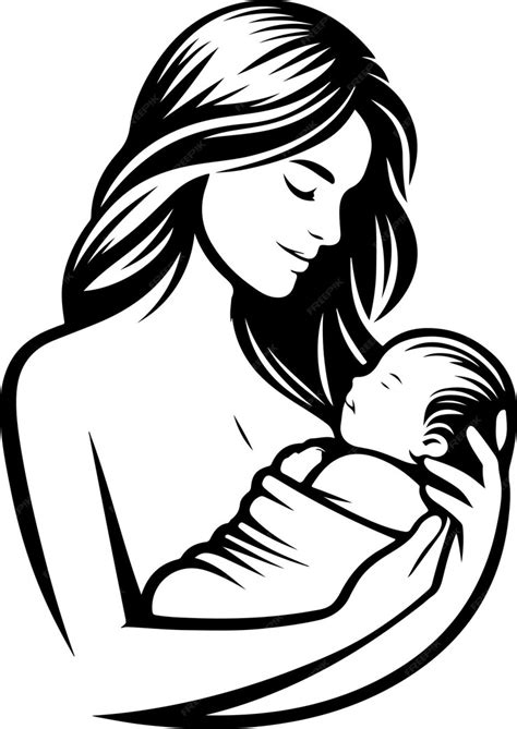 Premium Vector Mothers Affection Black And White Coloring Sketch