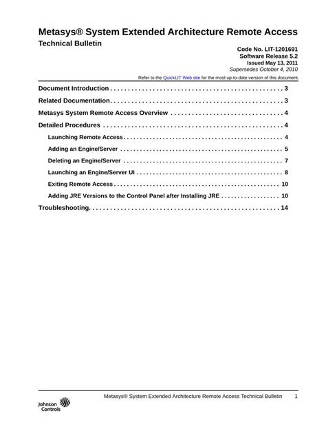 Pdf Metasys® System Extended Ar Chitecture Remote Accessplatoacadiau