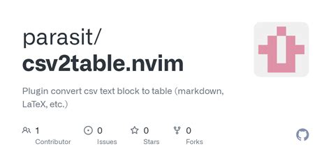 Github Parasit Csv Table Nvim Plugin Convert Csv Text Block To Table