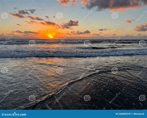 Beautiful Sunrise At Cocoa Beach Florida On The Atlantic Ocean Coast