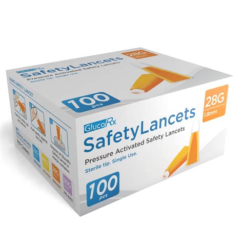Glucorx Safety Lancets 28g Pack Of 100 Medisave Uk