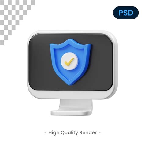 Premium Psd Computer Protection 3d Icon Premium Psd