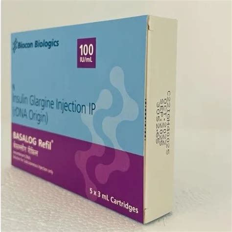 Insulin Glargine Injection Ip Cartridges Packaging Size 5x3 Ml