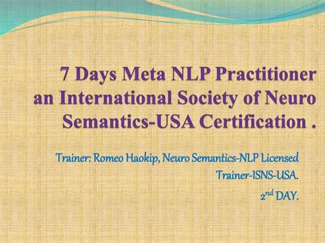 Meta Nlp Day 2 Ppt