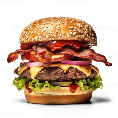Ai Generiert Saftig Speck Burger Auf Transparent Hintergrund 36334239 PNG