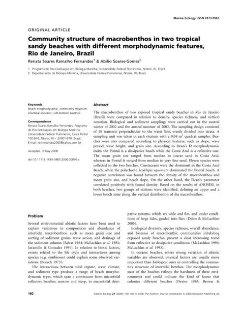 Community Structure Of Macrobenthos In Two Tropical Sandy Uff