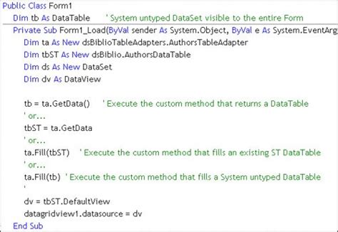Using A Tableadapter Directlywithout Drag And Drop Hitchhikers Guide