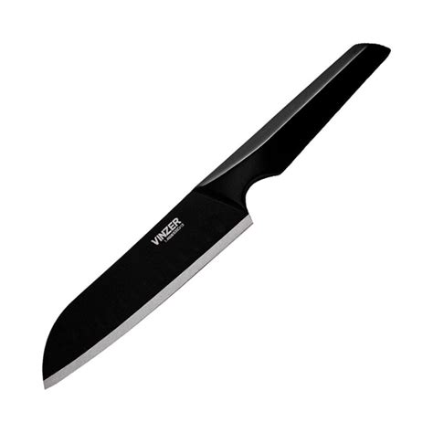 Ніж санток 17 8 см Vinzer Geometry Nero Line чорний високовуглецева