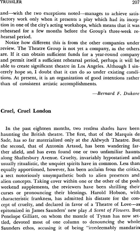 Cruel Cruel London Tulane Drama Review Cambridge Core