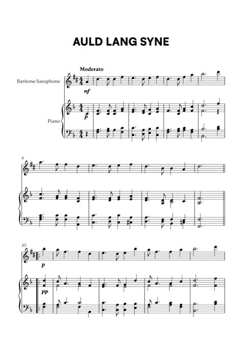 Auld Lang Syne For Baritone Sax And Piano Arr Cadenza Editions