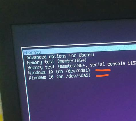 dual arranque Dos opciones para Windows 10 en el menú Grub