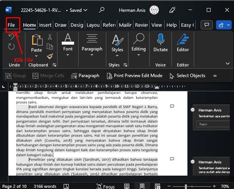 Menghilangkan Nama Pemberi Komentar Di Dokumen Word