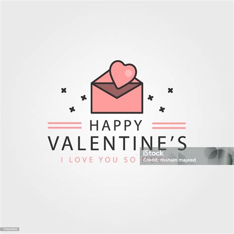 Selamat Hari Valentine Desain Kartu Manis Dengan Label Vector Ilustrasi