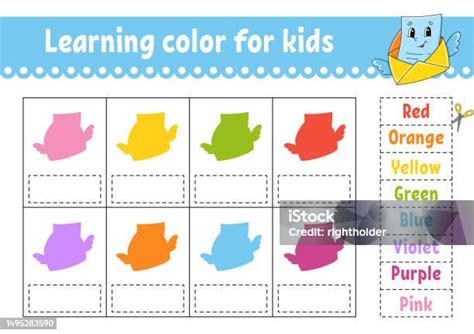 아이들을위한 학습 색상 교육 개발 워크시트 컬러 사진이 있는 활동 페이지 아이들을위한 수수께끼 재미있는 캐릭터 만화 스타일 벡터 그림입니다 0명에 대한 스톡 벡터 아트 및