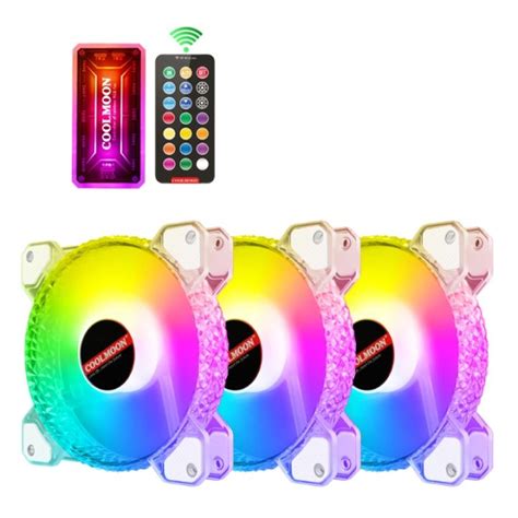 Coolmoon คริสตัลเพชร Rgb พัดลม12เซนติเมตรปิดเสียงเพชรรูรับแสง