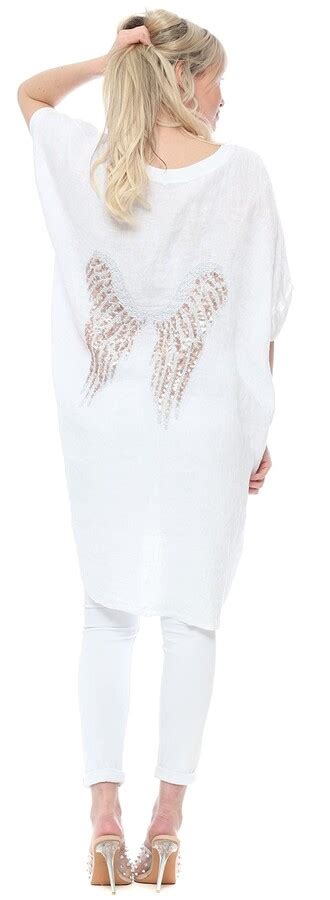 Designer Desirables Made In Italy White Sequinned Angel Wings Linen