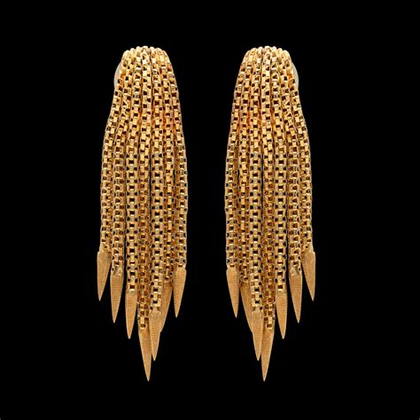 Italian 1970s 18k Gold Tassel Fringe Earrings 66mint Fine Estate Jewelry