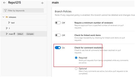in azure devops how can i create a branch policy to require linked