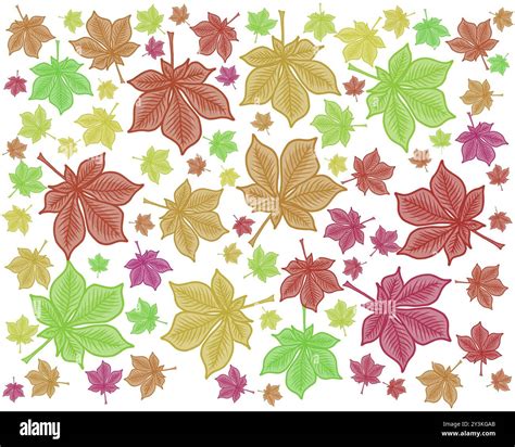 Bright Colorful Modern Chestnut Leaf Repeating Pattern Design Stock
