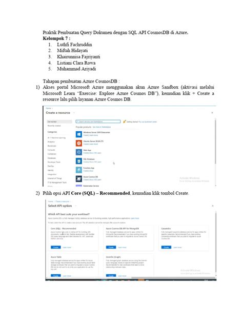 Praktik Pembuatan Qery Dokumen Dengan Sql Api Cosmosdb Di Azure