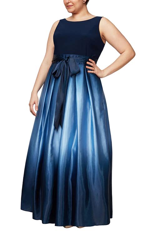 Black Silver Sl Fashions 619435m Plus Size Ombre Long Formal Gown For