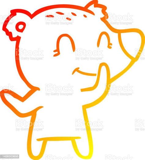 Dessin Au Trait Dégradé Chaud Dun Dessin Animé Amical Dours Vecteurs