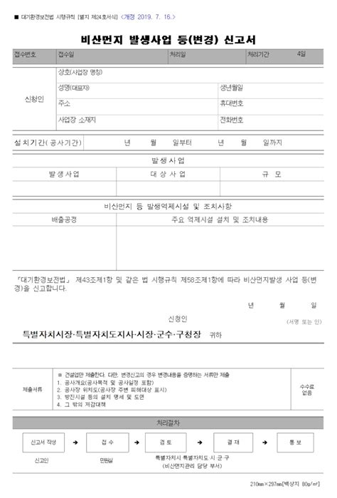 1일완성 비산먼지발생사업등변경신고서 특정공사사전신고서 작성방법 안내 네이버 블로그