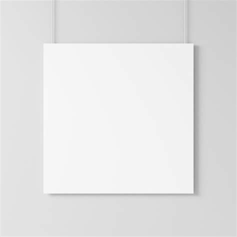 Cartel Cuadrado En Blanco Blanco Mockup Colgado En La Pared En Las