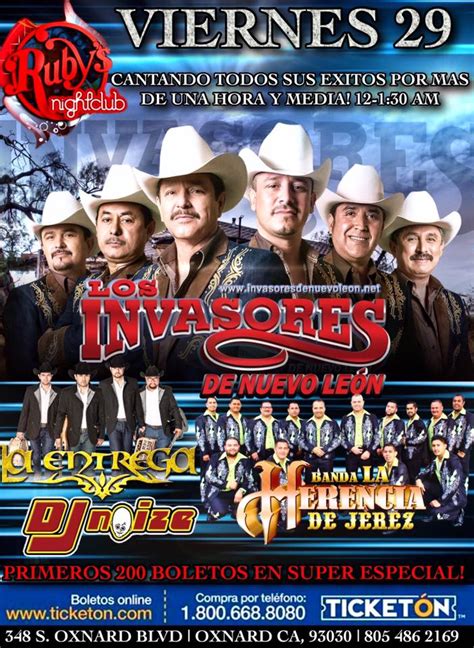 Los Invasores De Nuevo Leon Oxnard Tickets Boletos Ruby S