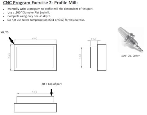 Solved CNC Program Exercise Profile Mill Manually Chegg