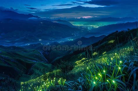 Lush Plants With Dynamic Lightning Effects In Ai Art Stock Illustration