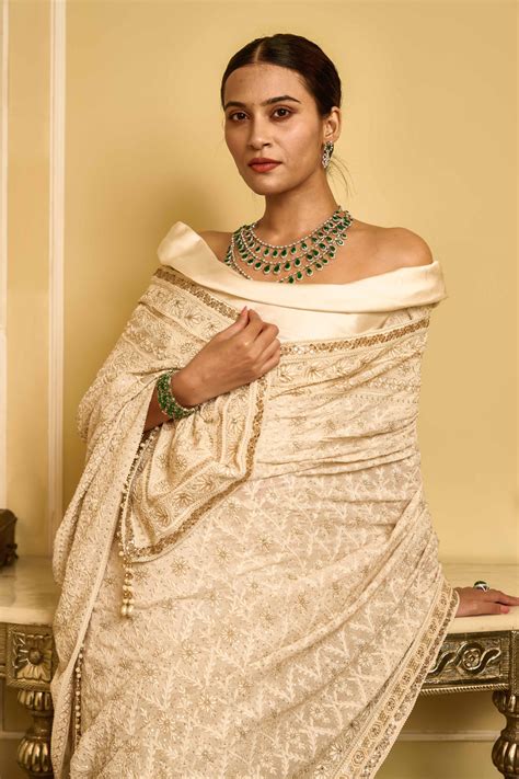 Chikankari Saree With Blouse Tarun Tahiliani Official