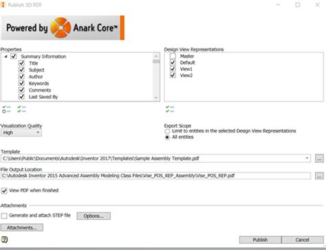 autodesk inventor exporting parts and assemblies to 3d pdf