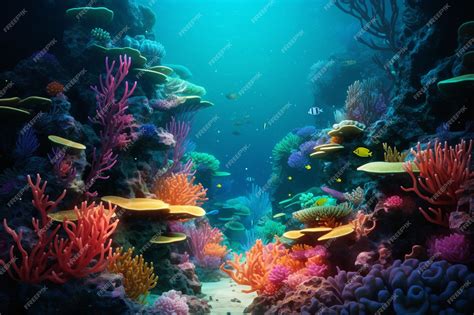 Premium Photo Colorful Underwater Coral Reef Wallpaper Illustration