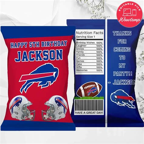 Printable Buffalo Bills Birthday Chip Bags Instant Download Wowtemp