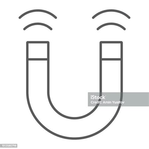 磁鐵細線圖示 工具和設計 磁性標誌 向量圖形 一個線性模式在白色背景 Eps 10向量圖形及更多剪裁圖圖片 剪裁圖 南方 器材