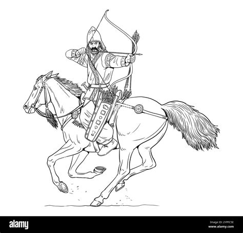 Scythian Mounted Archer Historical Illustration Ancient Warrior Stock