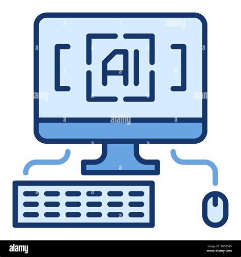 Artificial Intelligence Pc With Keyboard And Mouse Vector Concept