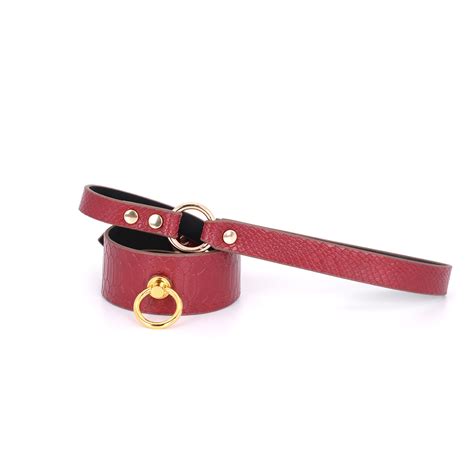 Submissive Collar And Leash Set Emily Red Wickedealstore