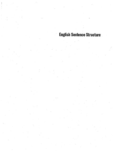Robert Krohn English Sentence Structure An Intensive Course In English 1971 Pdf